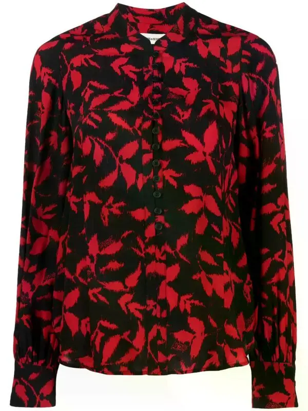 Zadig&Voltaire Twina Leaf-print Long-sleeve Shirt