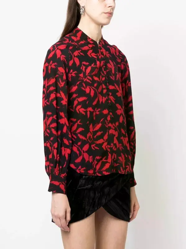 Zadig&Voltaire Twina Leaf-print Long-sleeve Shirt