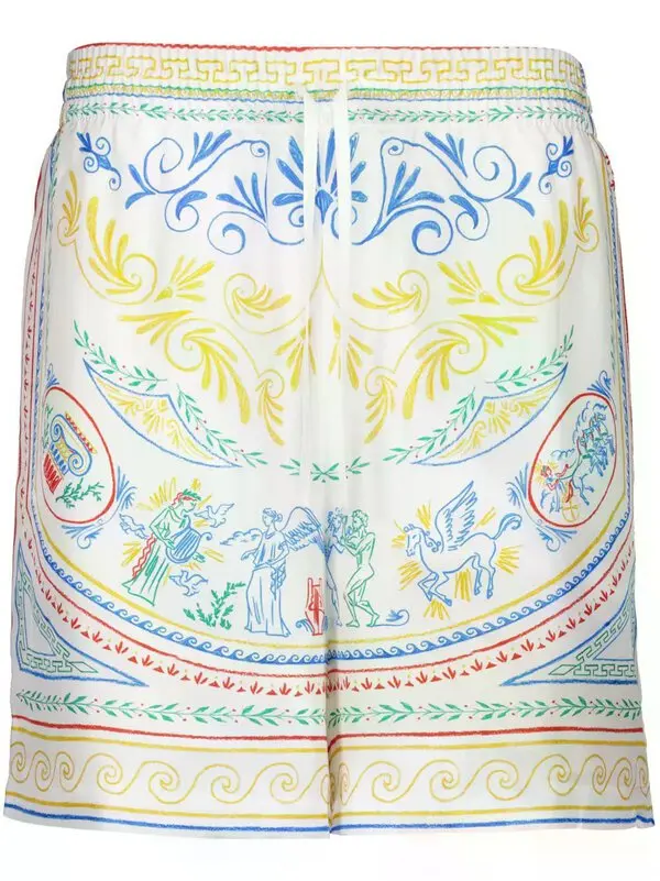 Casablanca La Déesse Du Stade Silk Shorts - White