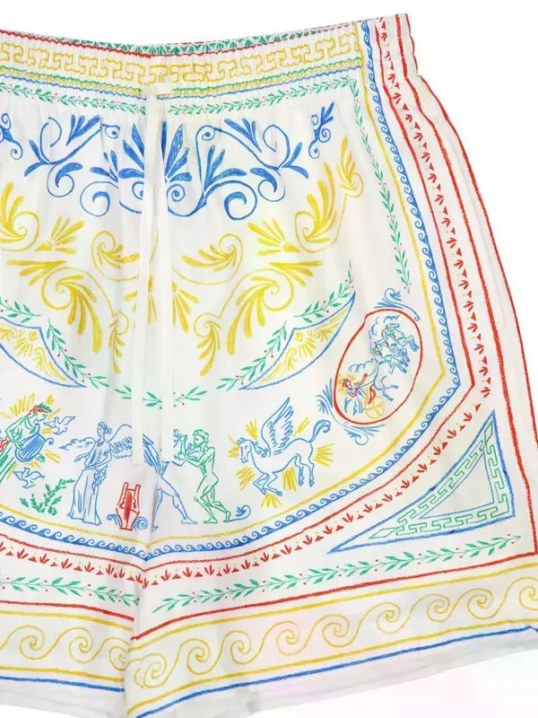 Casablanca La Déesse Du Stade Silk Shorts - White