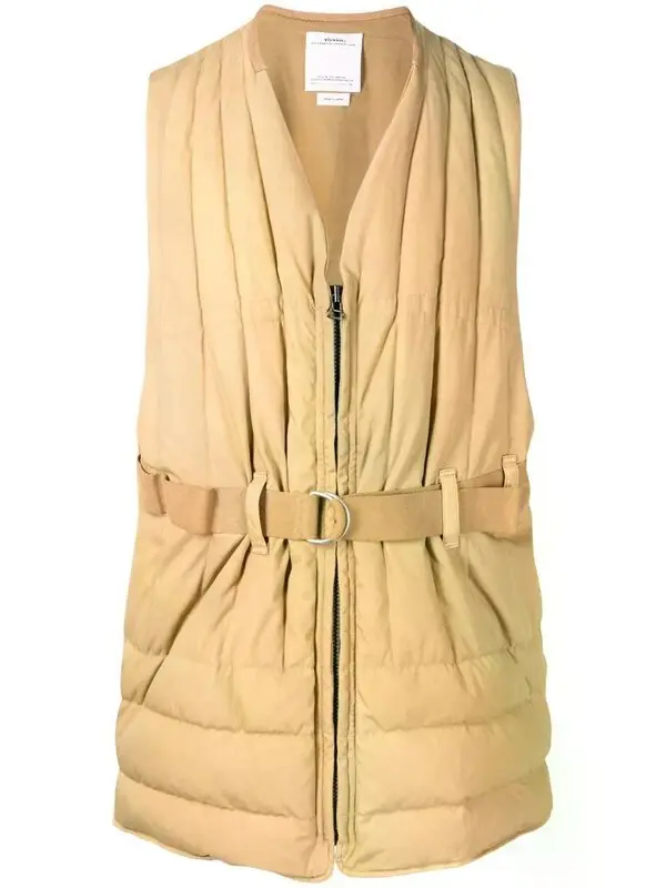 Visvim Padded Belted V-neck Gilet - Brown