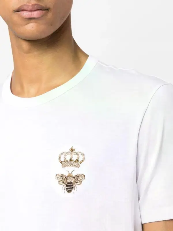 Dolce & Gabbana Embroidered Bee Cotton T-shirt - White
