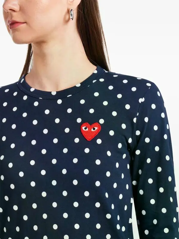 Play Comme Des Garcon Polka Dot Heart Logo T-shirt