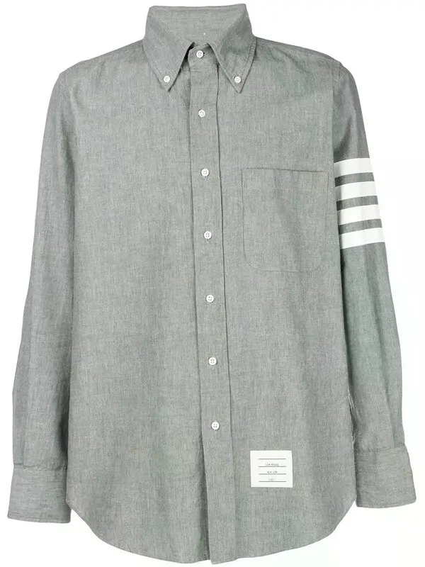 Thom Browne 4-bar Straight-fit Chambray Shirt - Grey