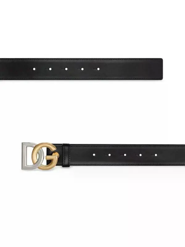 Dolce & Gabbana Dg-logo Leather Belt - Black