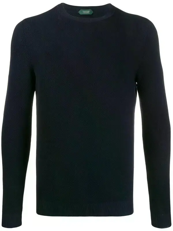 ZANONE Navy Crew Neck Cotton Sweatshirt