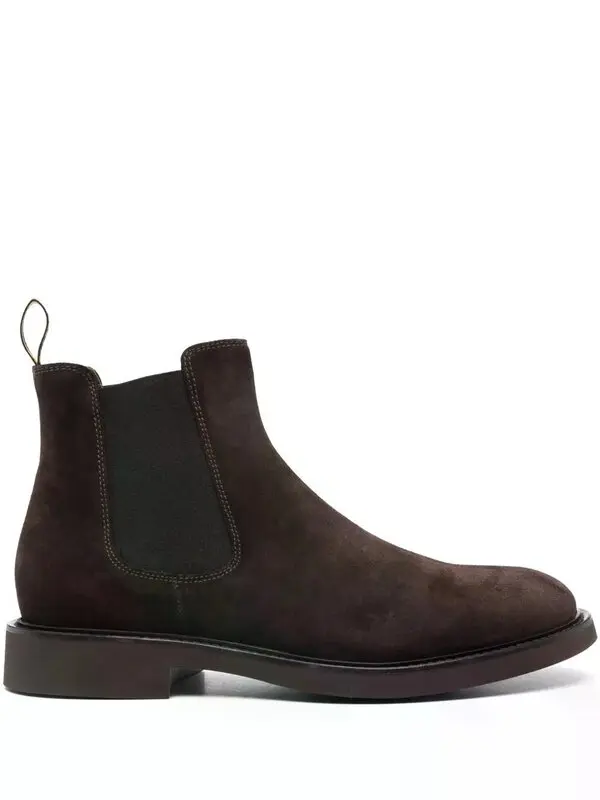 DOUCAL'S Calf Suede Chelsea Boots - Brown