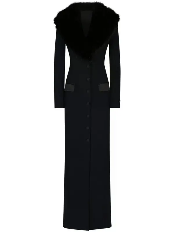 Dolce & Gabbana Single-breasted Fitted-waist Coat With Detachable Fur Collar - Black