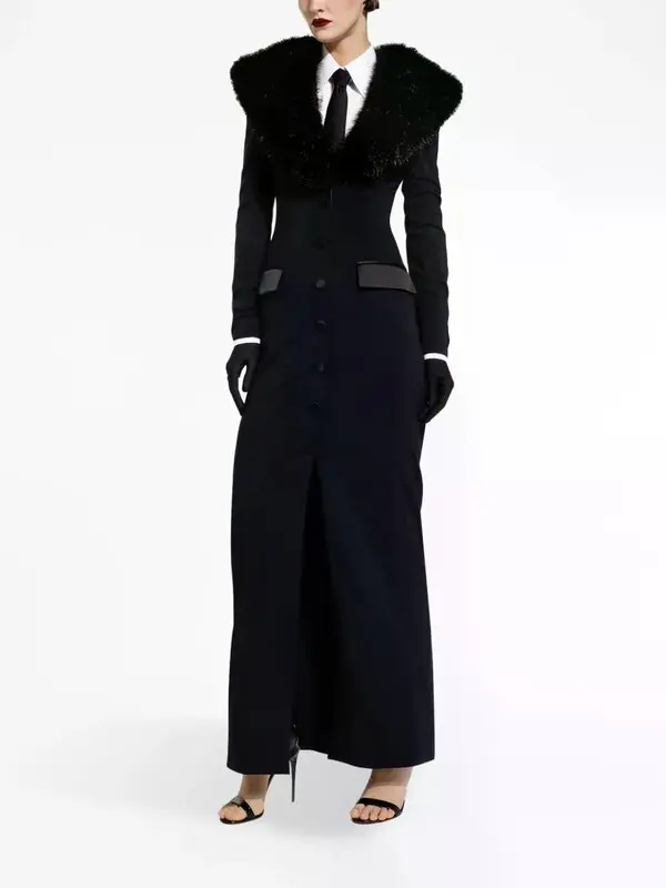 Dolce & Gabbana Single-breasted Fitted-waist Coat With Detachable Fur Collar