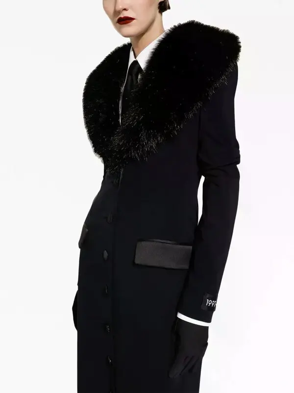 Dolce & Gabbana Single-breasted Fitted-waist Coat With Detachable Fur Collar