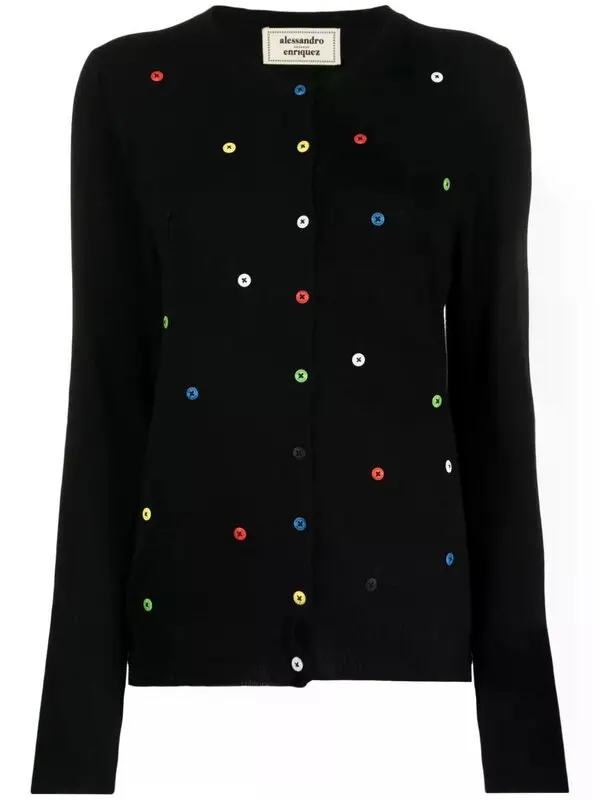 ALESSANDRO ENRIQUEZ Button-embellished Wool-blend Cardigan