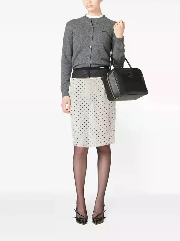 Miu Miu Cashmere Sweater With Logo - Grey