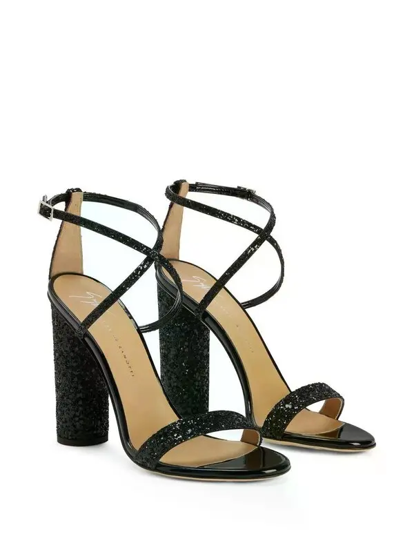 GIUSEPPE ZANOTTI 110mm Tara Glitter Sandals - Black