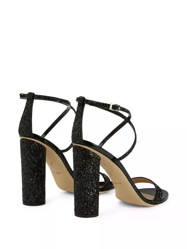 GIUSEPPE ZANOTTI 110mm Tara Glitter Sandals - Black