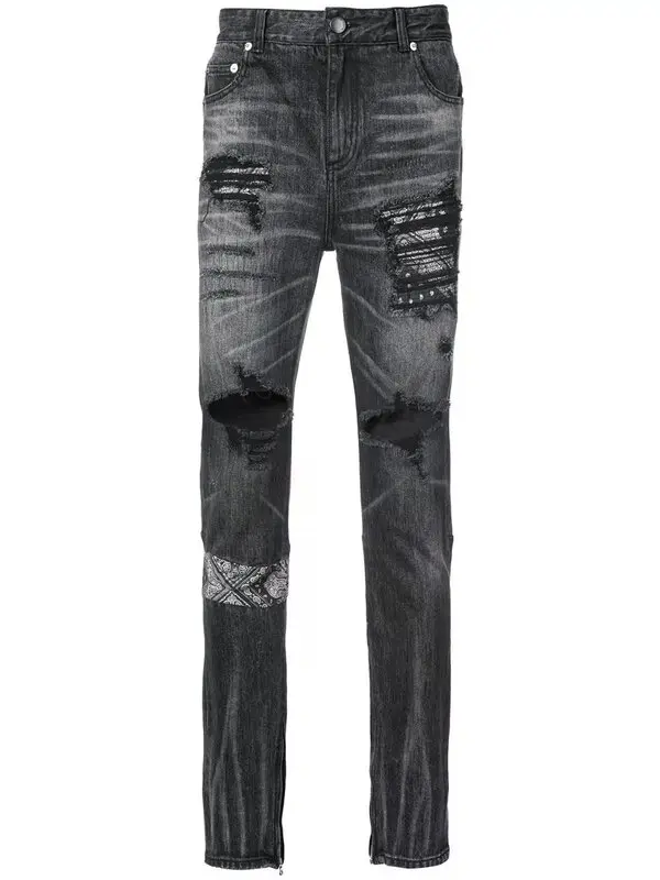 GOD'S MASTERFUL CHILDREN Ripped Paisley Insert Jeans