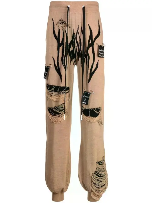 HACULLA. Distressed Knitted Track Pants - Brown