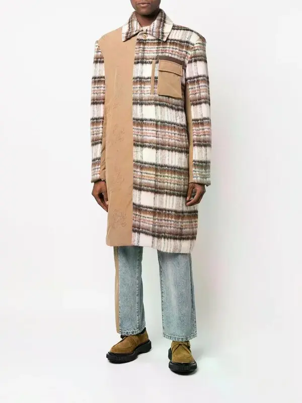 FENG CHEN WANG Tartan Patchwork Shirt Coat