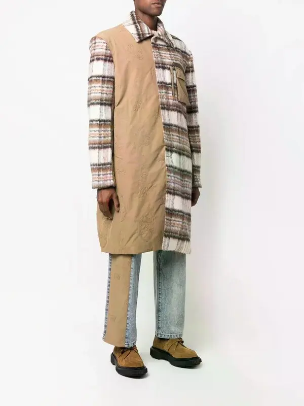 FENG CHEN WANG Tartan Patchwork Shirt Coat