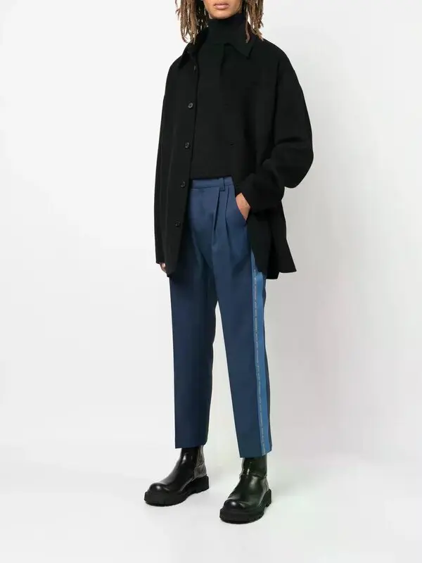 Viktor & Rolf Navy Embroidered Logo Cropped Trousers
