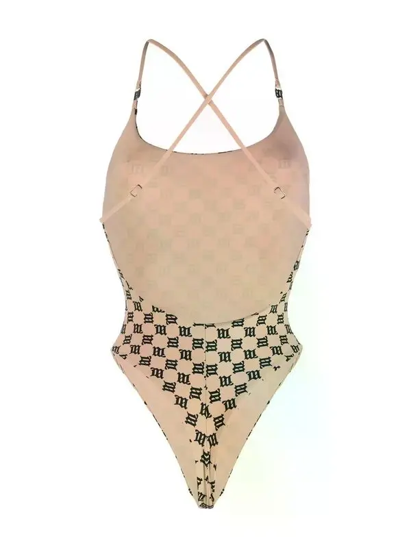 MISBHV Criss-cross Monogram-print Thong Swimsuit