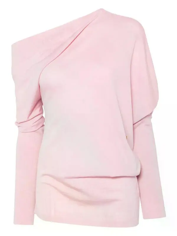 Moschino Asymmetric Top With Logo Plaque - Pink