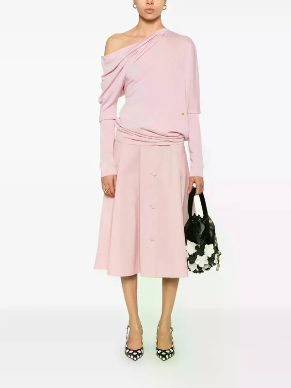 Moschino Asymmetric Top With Logo Plaque - Pink