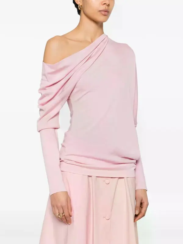 Moschino Asymmetric Top With Logo Plaque - Pink