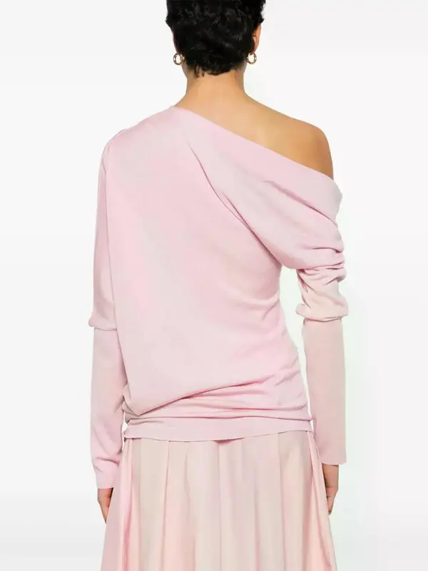 Moschino Asymmetric Top With Logo Plaque - Pink