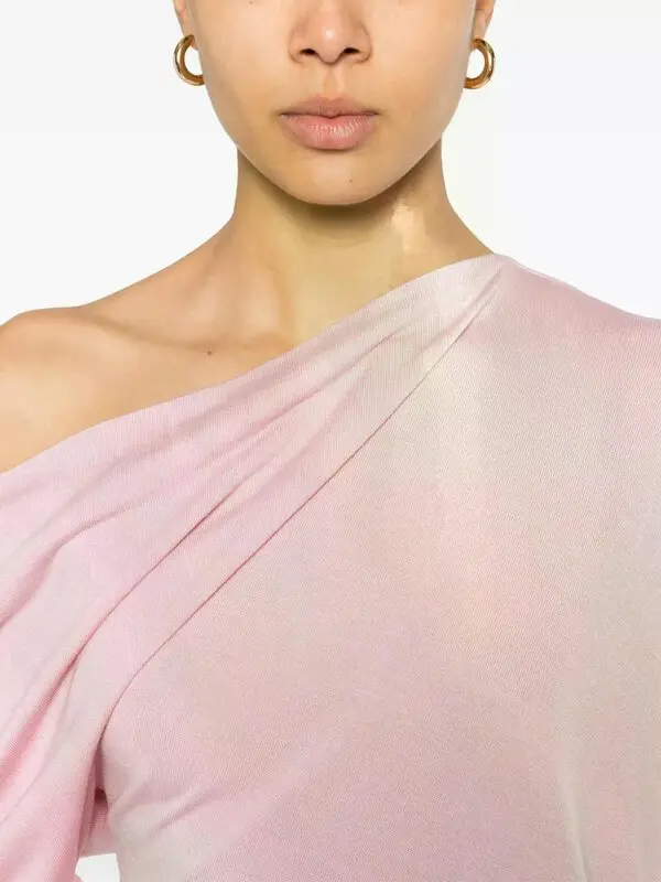 Moschino Asymmetric Top With Logo Plaque - Pink
