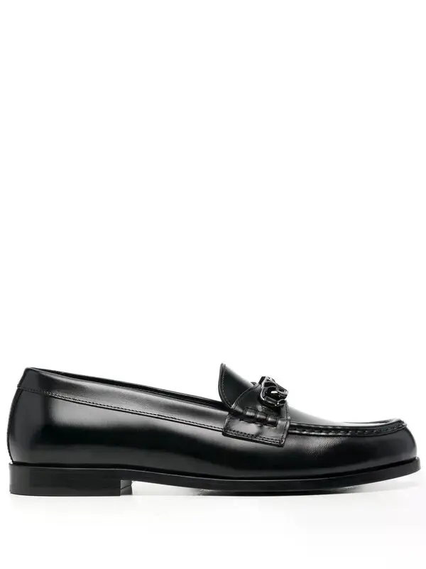 Valentino Garavani Vlogo Chain Leather Loafers - Black