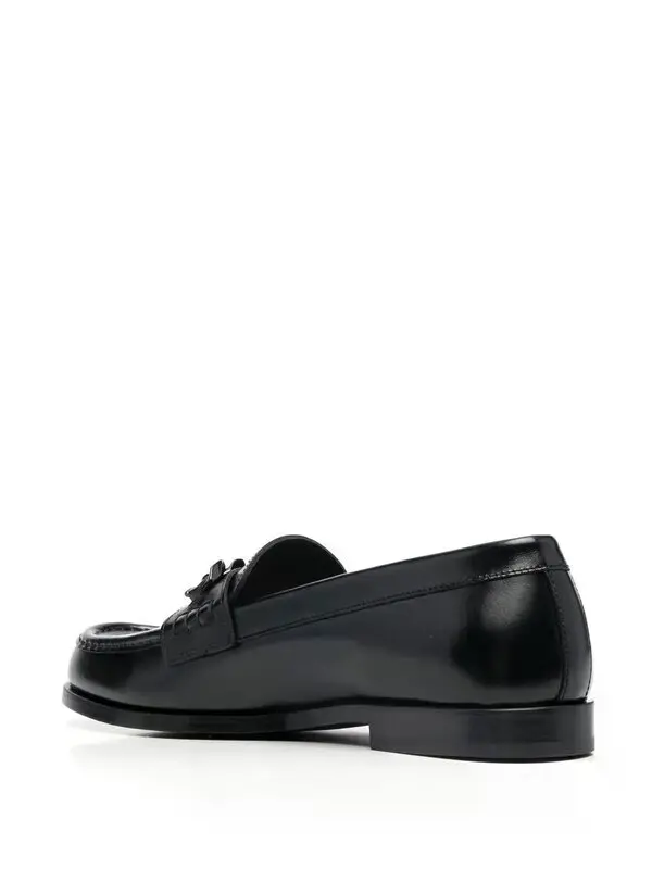 Valentino Garavani Vlogo Chain Leather Loafers - Black