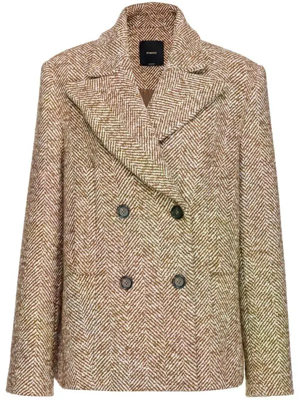 Pinko Double-breasted Chevron Knit Blazer
