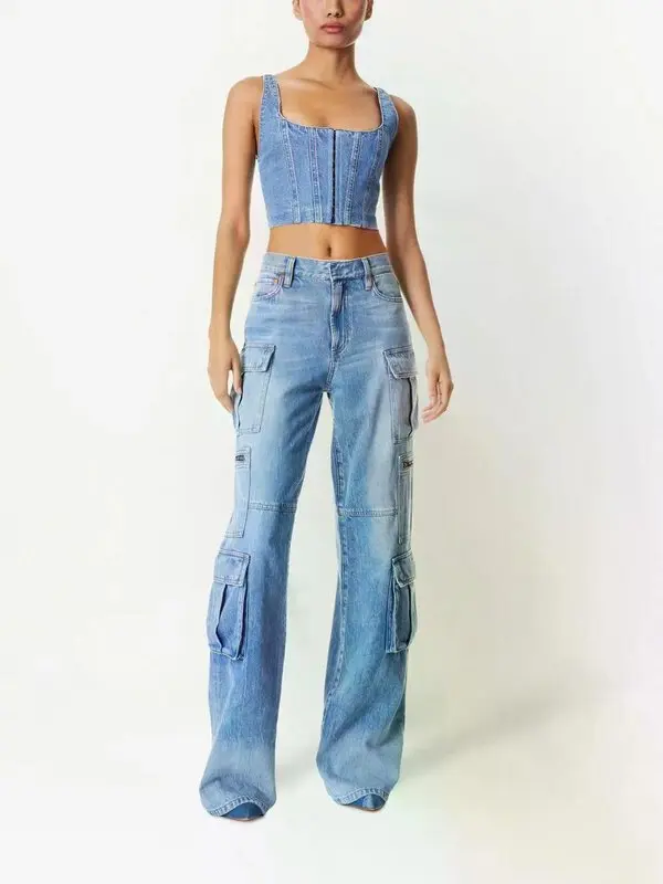 Alice + Olivia Cay Baggy Denim Cargo Trousers