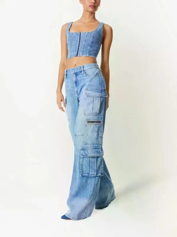 Alice + Olivia Cay Baggy Denim Cargo Trousers