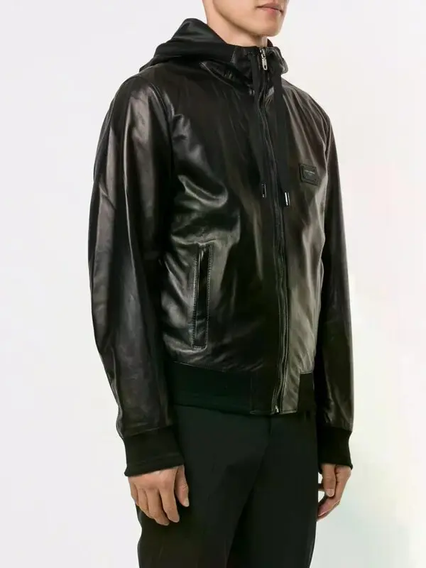 Dolce & Gabbana Logo-tag Leather Jacket