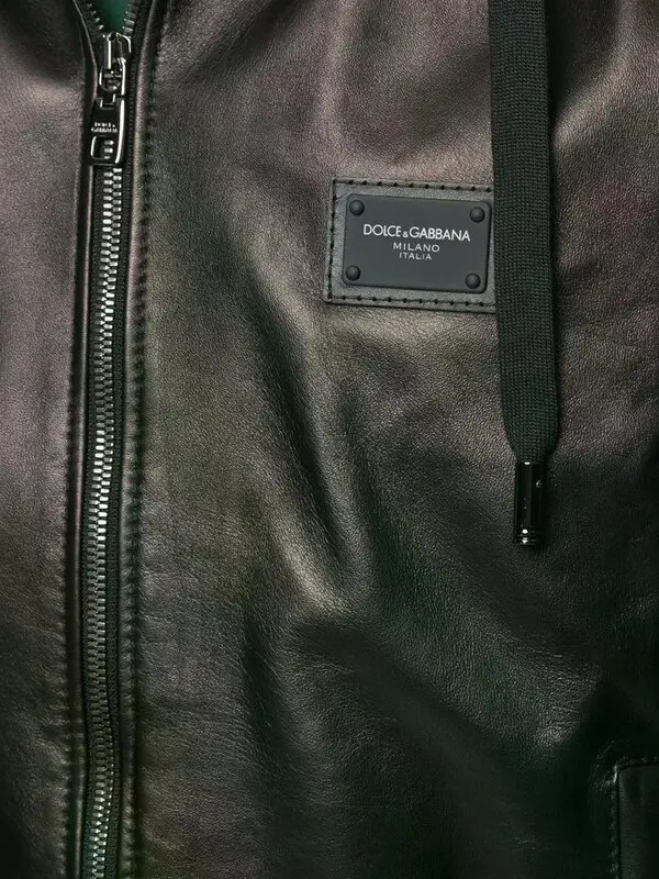 Dolce & Gabbana Logo-tag Leather Jacket