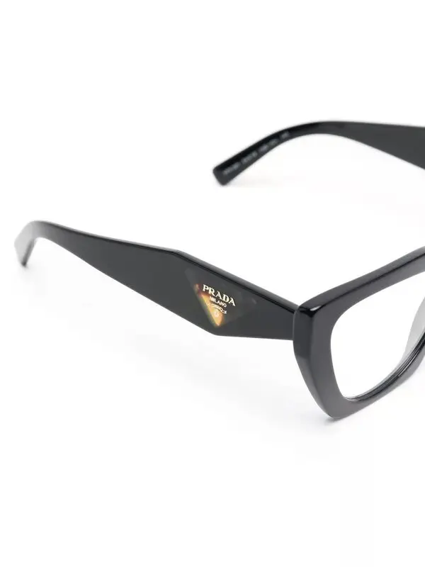 Prada Logo-engraved Cat-eye Glasses - Black