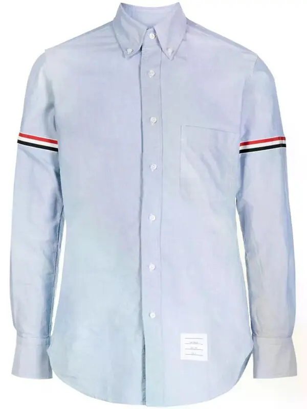 Thom Browne Rwb Stripe Cotton Shirt - Blue