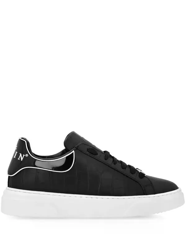 Philipp Plein Crocco Big Bang Runner Sneakers - Black