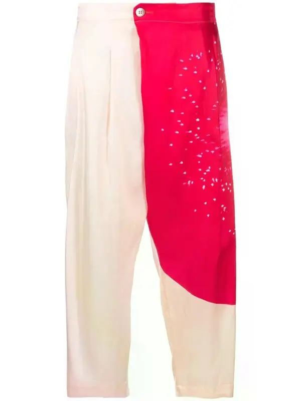 Issey Miyake Colour-block Cropped Trousers - Pink
