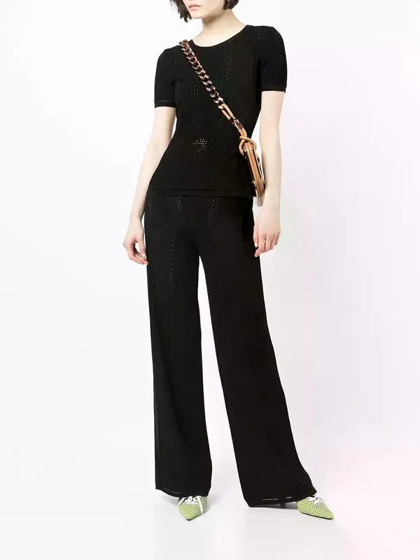 MARINE SERRE Crescent Moon Pattern Wide-leg Trousers
