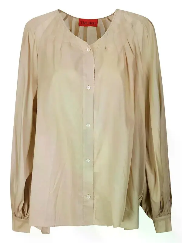 THELATEST Collarless Shirt - Neutrals