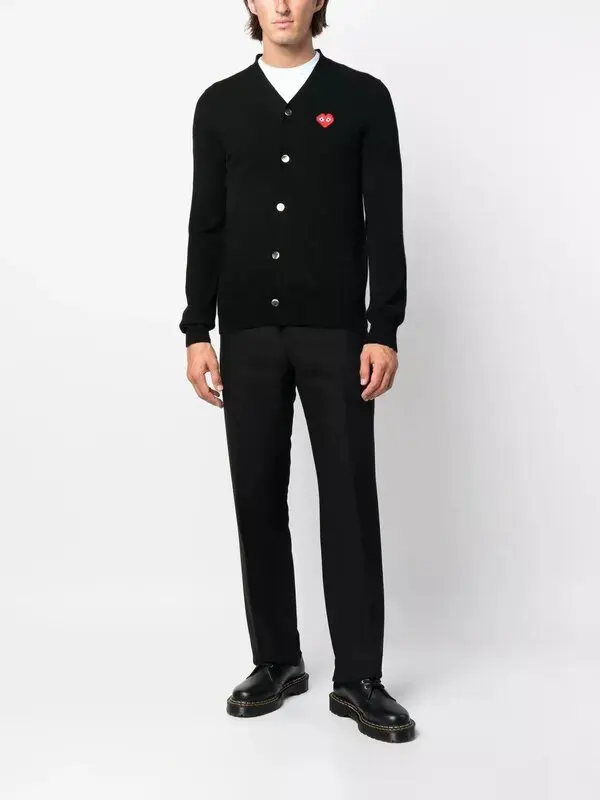 Play Comme Des Garcon Logo-patch Fine-knit Cardigan