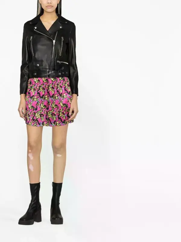 Versace Baroque-print Pleated Miniskirt
