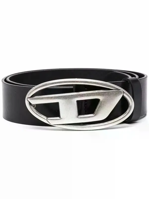 DIESEL® 1dr Logo-buckle Leather Belt - Black