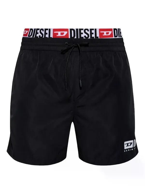DIESEL® Logo-print Swim Shorts - Black