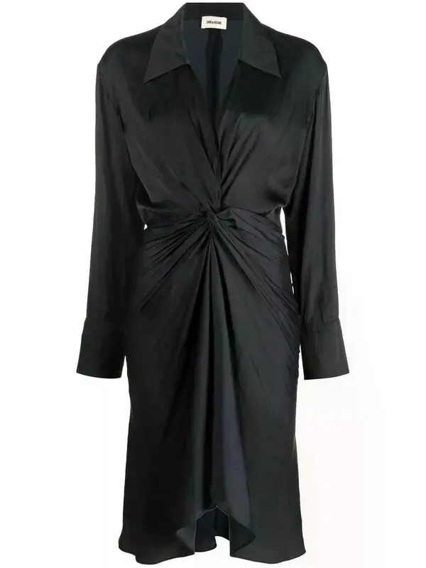 Zadig&Voltaire Rozo Twisted V-neck Midi Dress - Black