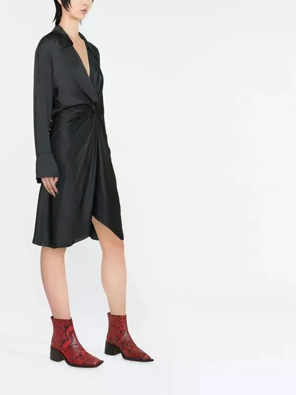 Zadig&Voltaire Rozo Twisted V-neck Midi Dress - Black