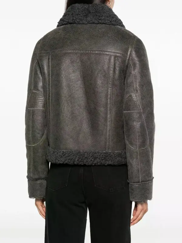 Zadig&Voltaire Kade Shearling-trim Leather Jacket - Grey