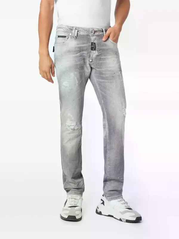 Philipp Plein Distressed Straight-leg Jeans